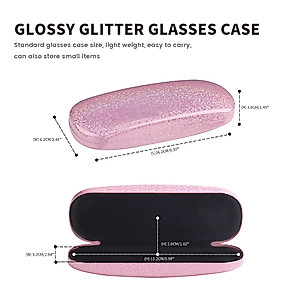 molshine 2 Pieces Glitter Hard Shell Eyeglass,Portable Dazzling Smooth Glasses Case for Men Women Girl Travel Study Work (White&Pink)