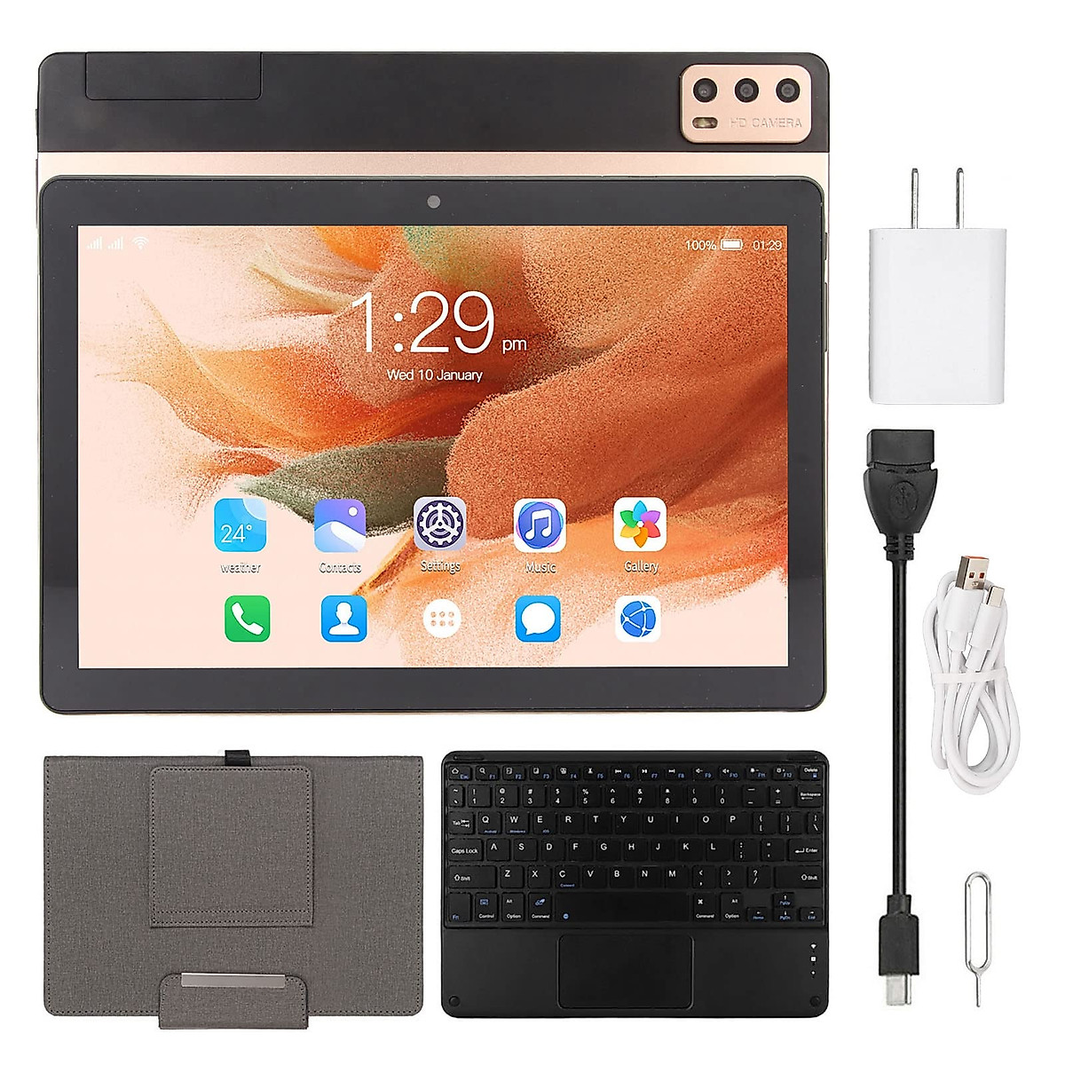 DAUERHAFT Tablet PC, 5G WiFi 4G LTE Octa Core CPU 10.1 Inch FHD Aluminum Alloy Office Tablet 6GB RAM 128GB ROM Dual Camera for School (US Plug)