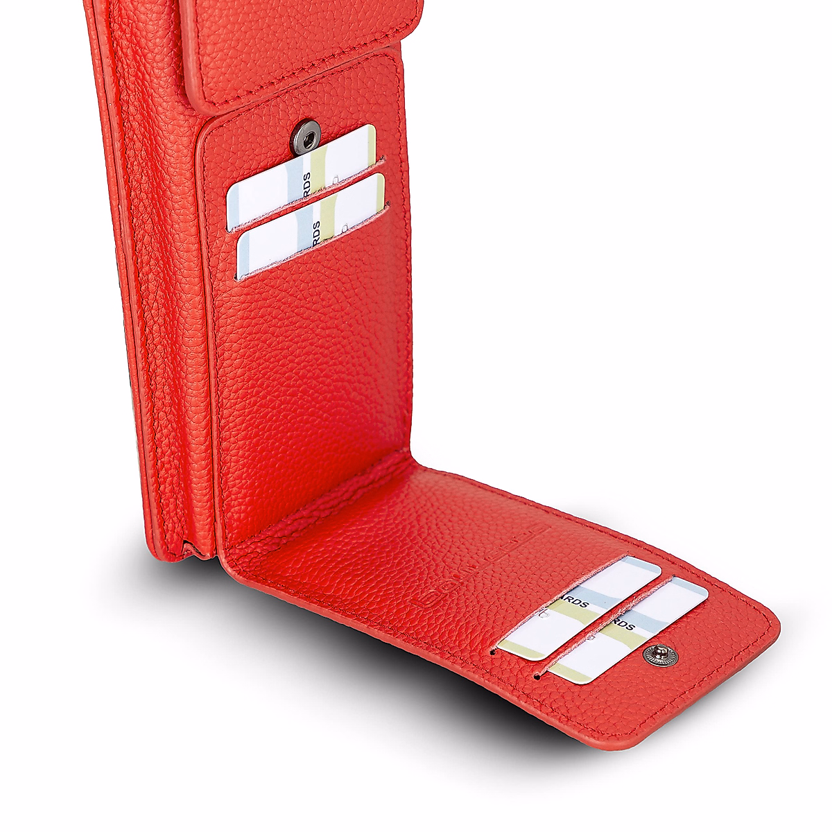 BOULETTA Crossbody Bag Cellphone Purse for Women-Leather Zipper Shoulder Wallet with Phone Pocket and Chain Strap 4 Card Slots Small