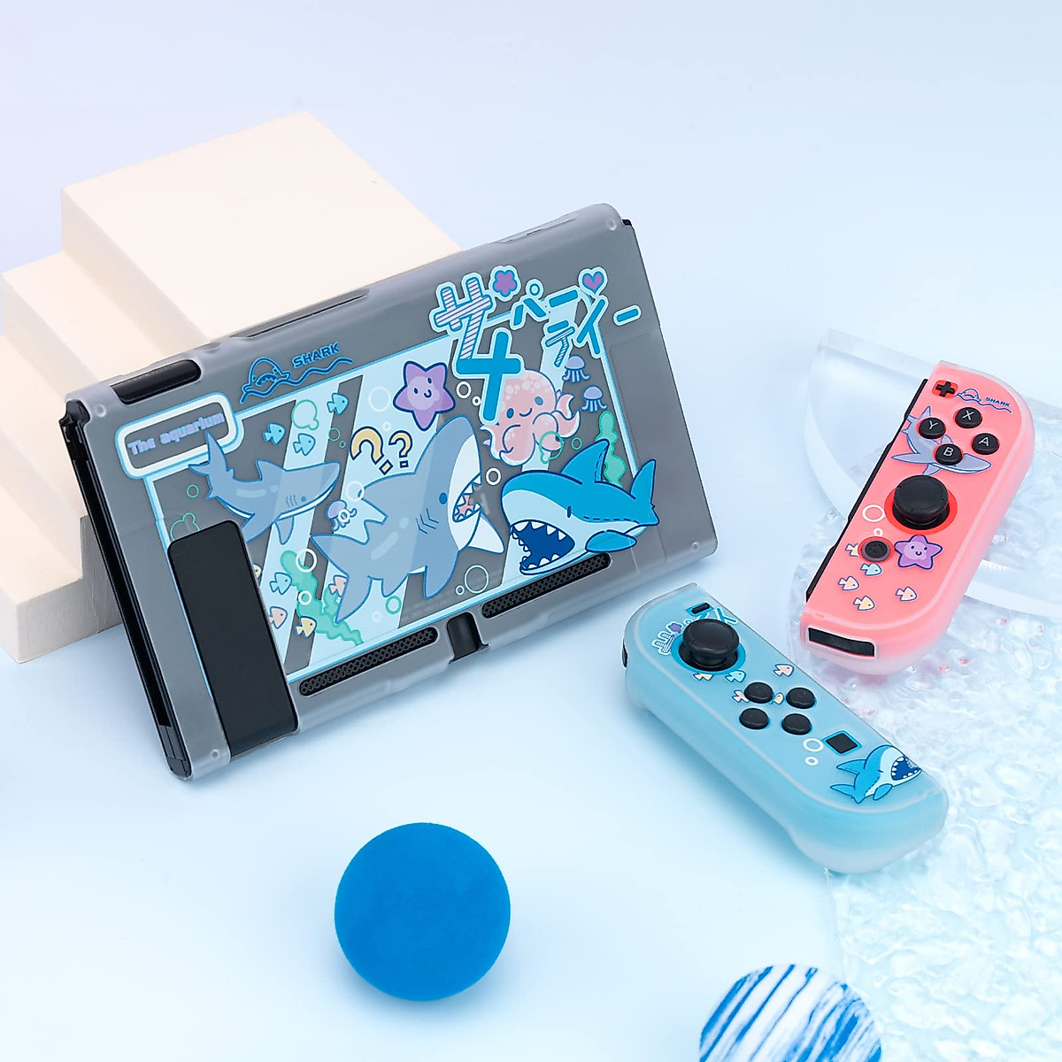 GeekShare Matte Protective Case Slim Cover Case Compatible with Nintendo Switch Only - Shock-Absorption and Anti-Scratch - Shark Party