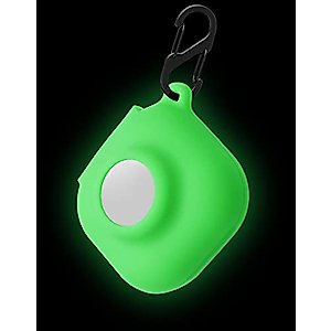 Geiomoo Silicone Case Compatible with Beats Fit Pro and Air Tag, 2 in 1 Protective Cover with Carabiner (Luminous Green)