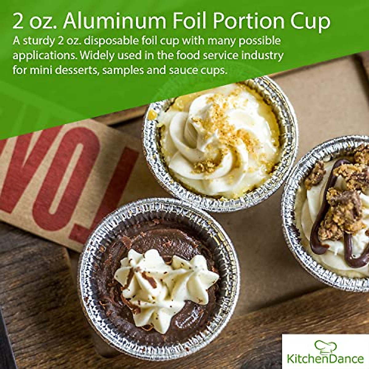 Disposable Aluminum Individual 2 Oz Foil Cups-Souffle Cups-ramekins. #S220 (100)