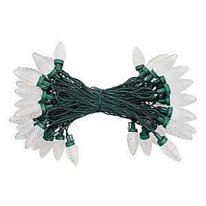 BOKING Christmas C7 Light String 50 LED White Outdoor Indoor Waterproof Strawberry Xmas Tree Decoration Plug in Extendable 34.5 Feet Used for Patio Party Holiday Courtyard Garden Home(Warm White)