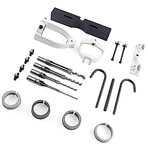 CHUNILLE Square Hole Chisel and Bit Machine Set, Mortising Kit Woodworking Bench Drill Joint Mortise Square Hole Drilling Set of Bench Drill with 4 Bits