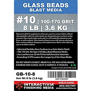 #10 Glass Beads - 8 lb or 3.6 kg - Blasting Abrasive Media (Extra Fine) 100-170 Mesh or Grit - Spec No 10 for Blast Cabinets Or Sand Blasting Guns - Small Beads for Cleaning and Finishing