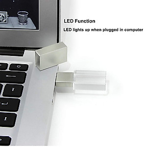 32GB USB 2.0 Flash Drive Crystal Blue LED Light Transparent Glass Pen Drive Cute Mini Memory Stick Gift for Boy Girls Kids Adults Thumb Drives Pendrive