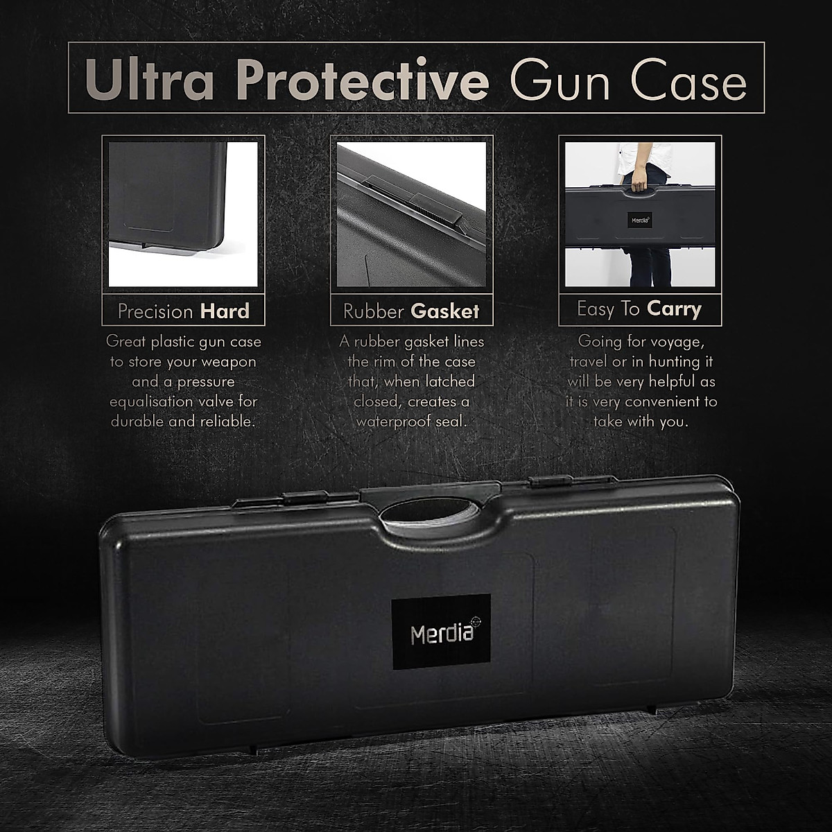 Gun Case Precision Hard Locking Rifle Cases Ultra Protective Case Intensive Convoluted Foam Shot Gun Case | AR Accessories | Rifle Bag | Hard Gun Cases for Rifles | Shotgun Case, Length 33.4 Inches