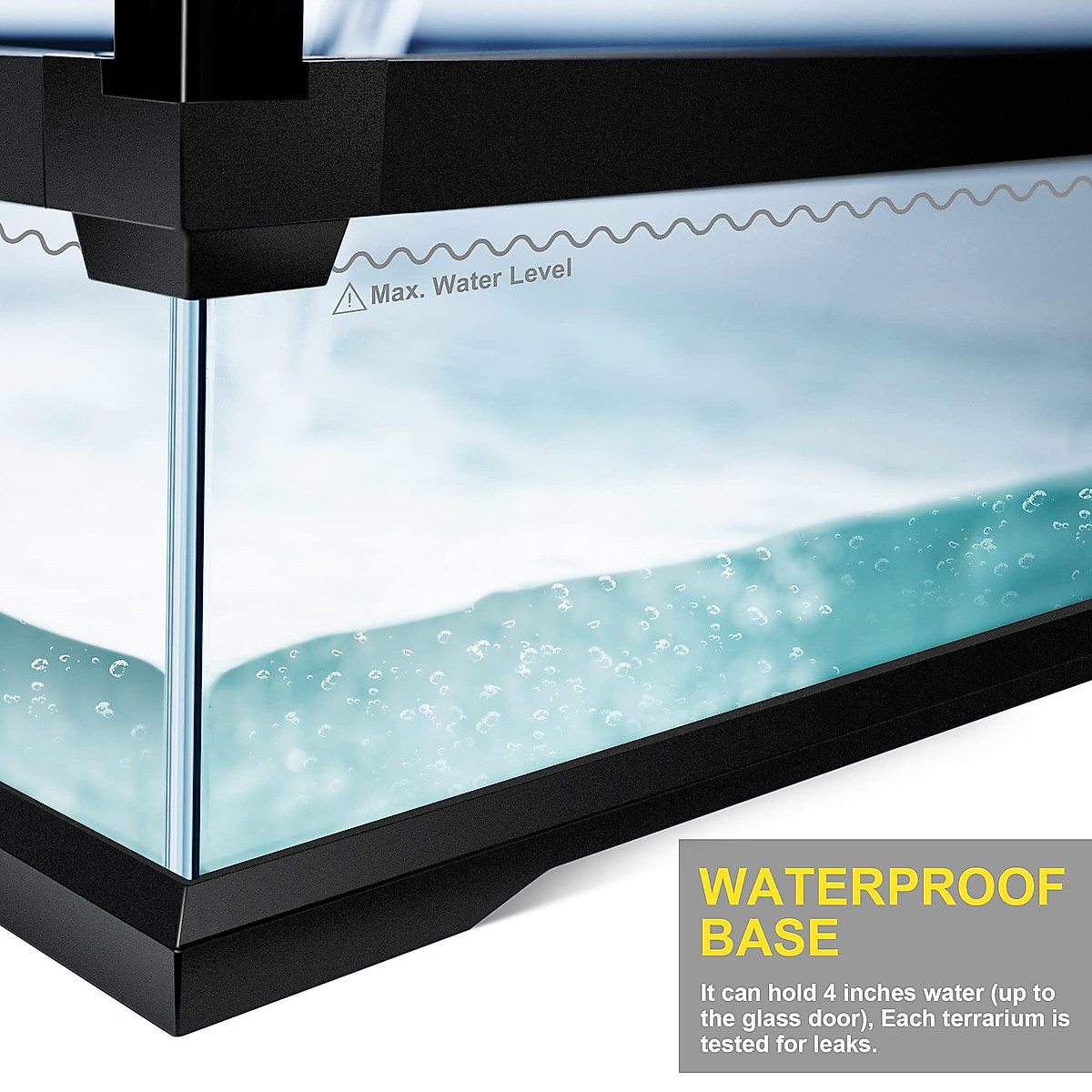 NEPTONION 43 Gallon Professional Glass Terrarium 24"x18"x24" Durable Reptile Habitat Tank with Heat Resistant Aluminum Alloy Frame, Dual Front Swinging Doors for no Jam by Sand and Other Debris