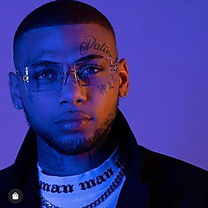 Street Knitted Luxury Rimless Designer Square Retro Gold Wire Metal Frame Clear Lens Eye Glasses Unisex Trendy Rectangle Frameless Hip Hop Glasses For Men And Women