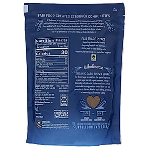 Wholesome Sweeteners 24-Ounce Organic Dark Brown Sugar, Fair Trade, Non GMO, Gluten Free & Vegan, Sugar for Baking and Glazing, 1 Pack