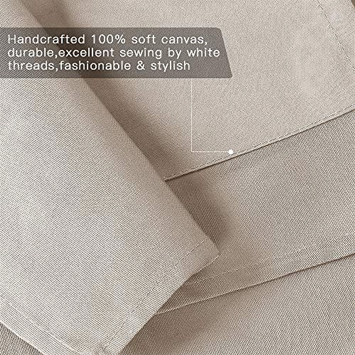 Mignongirl Crossback Apron with Pockets x2,Split Apron with Adjustable Straps,M-XXL (Beige)