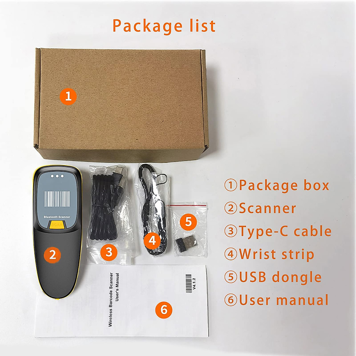 Rabitpos Pocket 1D 2D Barcode Scanner, Handheld Mini QR Code Scanner,3-in-1 Bluetooth & USB Wired & 2.4G Wireless Cordless Image Reader for Windows Tablet iPhone iPad Android POS System