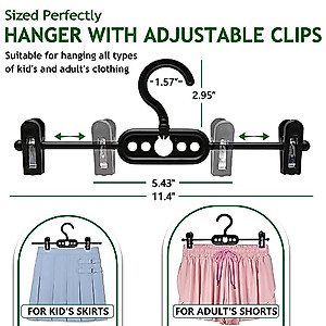 12 Pack Closet-Organizers-and-Storage,Pants-Hangers-Space-Saving,Closet-Organizer Short-Skirt-Hangers with Clips,College Dorm Room Essentials for Students Girls Guy,Closet Organization for Jeans Scarf
