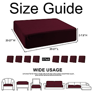 Aibiley 8Pcs Stretch Outdoor Cushions Cover for Patio Furniture,Patio Cushion Covers Replacement for Chair Couch,Soft Elastic Washable Sofa Seat Slipcover Indoor,with Fixed Ties-Burgundy