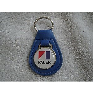 1975 1976 1977 1978 1979 AMC PACER LOGO EMBLEM LEATHER KEYCHAIN - DARK BLUE