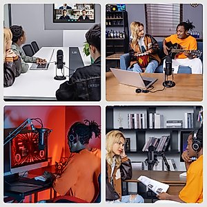SmallRig U60 All Metal USB Microphone PC Streaming Microphone, Gaming Mic for PC,PS5 & Mac, 4 Pickup Patterns, Shock Mount and Adjustable Stand, Gain Control for Recording, Plug and Play, Black - 3466