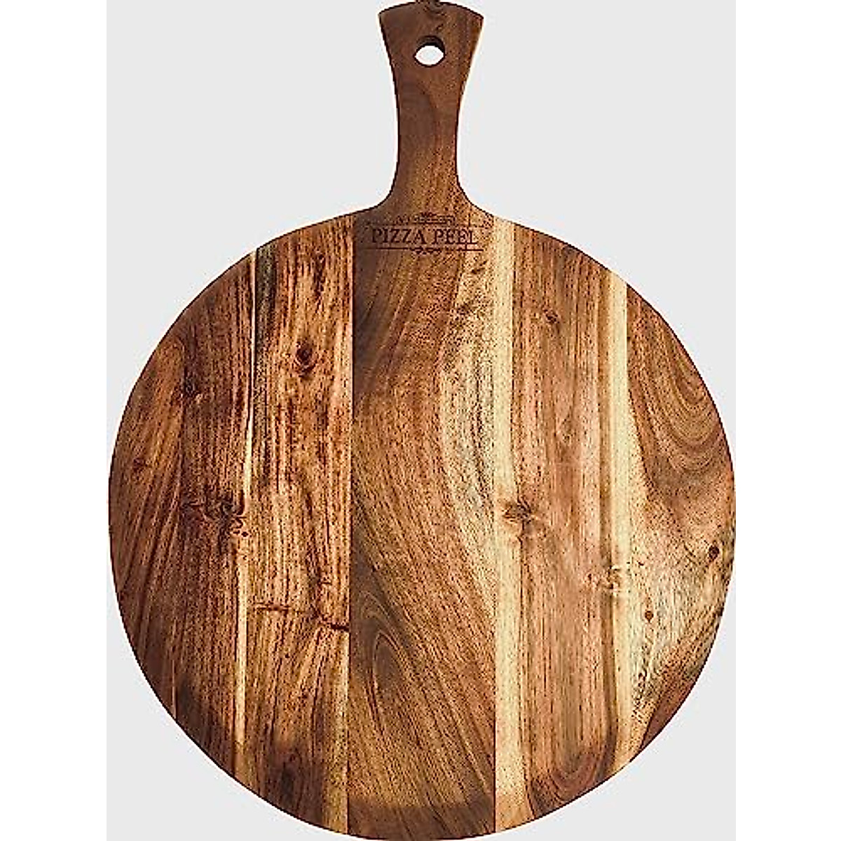 Mountain Woods Hand Crafted Large Acacia Wood Pizza Peel Charcuterie Board Artisanal Baking Board Cutting Board Serving Tray Paddle Serving Boards with Handle for Food, Fruits, Vegetables & Cheese Presentations - 21.25" x 16" x 0.625" (1)