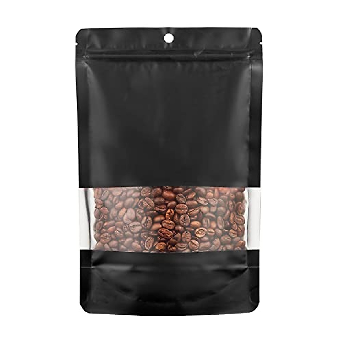 BAAGGNAA 110 Pack Stand up Matte Metallic Ziplock Bags with Clear Front Window Heat-Sealable Resealable Solid Color Pouches for Food Storage Containers Organizer(Black,6.3 * 9.4 inch,Pack of 110)