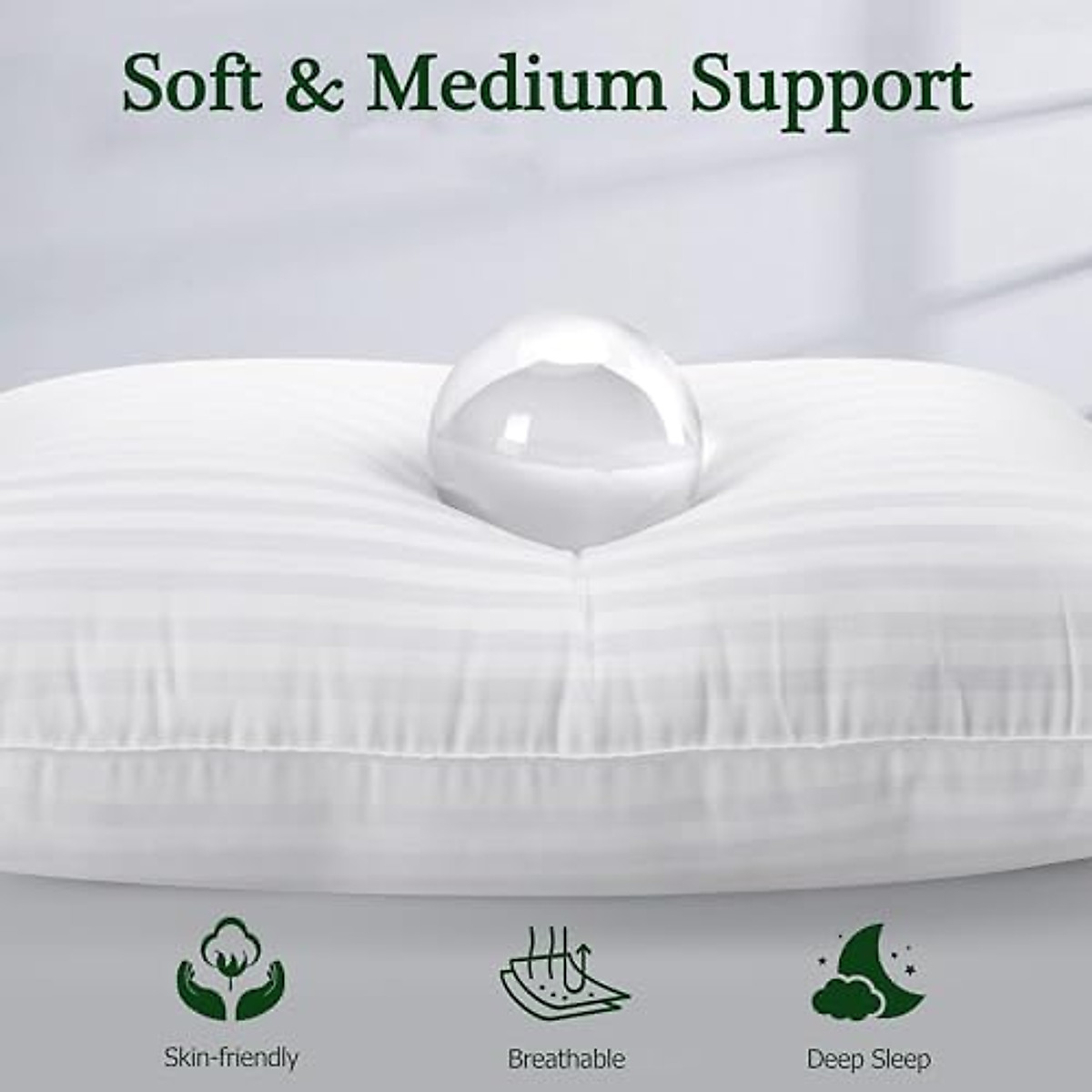 FZZOR Extra Flat Soft Pillows Queen Size set of 4, 4 Pack Bed Pillow with Premium Soft Plush Down Alternative Fill for Back,Stomach or Side Sleepers,20x30in