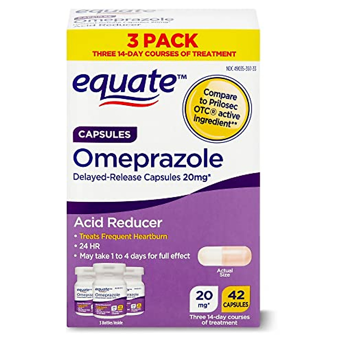 Omeprazole Delayed-Release Capsules, 20 mg. Includes Luall Fridge Magnet + Equate Omeprazole Delayed Release Tablets 20 mg (Capsules, 42)