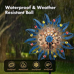 Solar Wind Spinner Retro Spinner, Waterproof Outdoor Metal Wind Sculpture for Patio, Lawn & Garden Decor