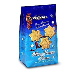 Walker's Shortbread Hanukkah Mini Festive Stars Holiday Cookies, Pure Butter Shortbread Cookies, 4.4 Oz Bag (Pack of 12)
