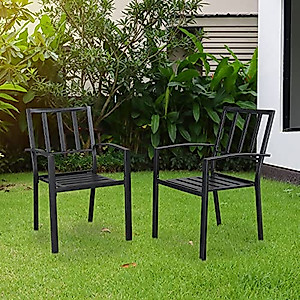 AICTIMO Set of 2 Patio Dining Chairs, 330Lbs Stackable Wrought Outdoor Metal Dining Chairs with Armrest for Outdoor Kitchen Garden, Backyard