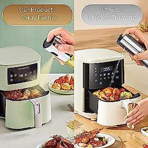 Oil Sprayer for Cooking, 100ml olive oil spray bottle, Oil mister spray for air fryer, Baking, Salad Dressings, Grilling (Glass Bottle,100ml/3.4 oz) (silver)