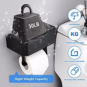 WOODOUNAI Black Toilet Paper Holder with Shelf and Wipes Dispenser for Bathroom Storage Wall Mounted Stainless Steel Organizer with Hidden Wipes Storage