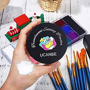 UCANBE Athena Face Body Paint Oil Palette + Translucent Setting Powder + 10PCS Brushes Set, Professional Non Toxic Face Painting Pallet Kit for Halloween SFX Cosplay Clown Makeup for Women Adults