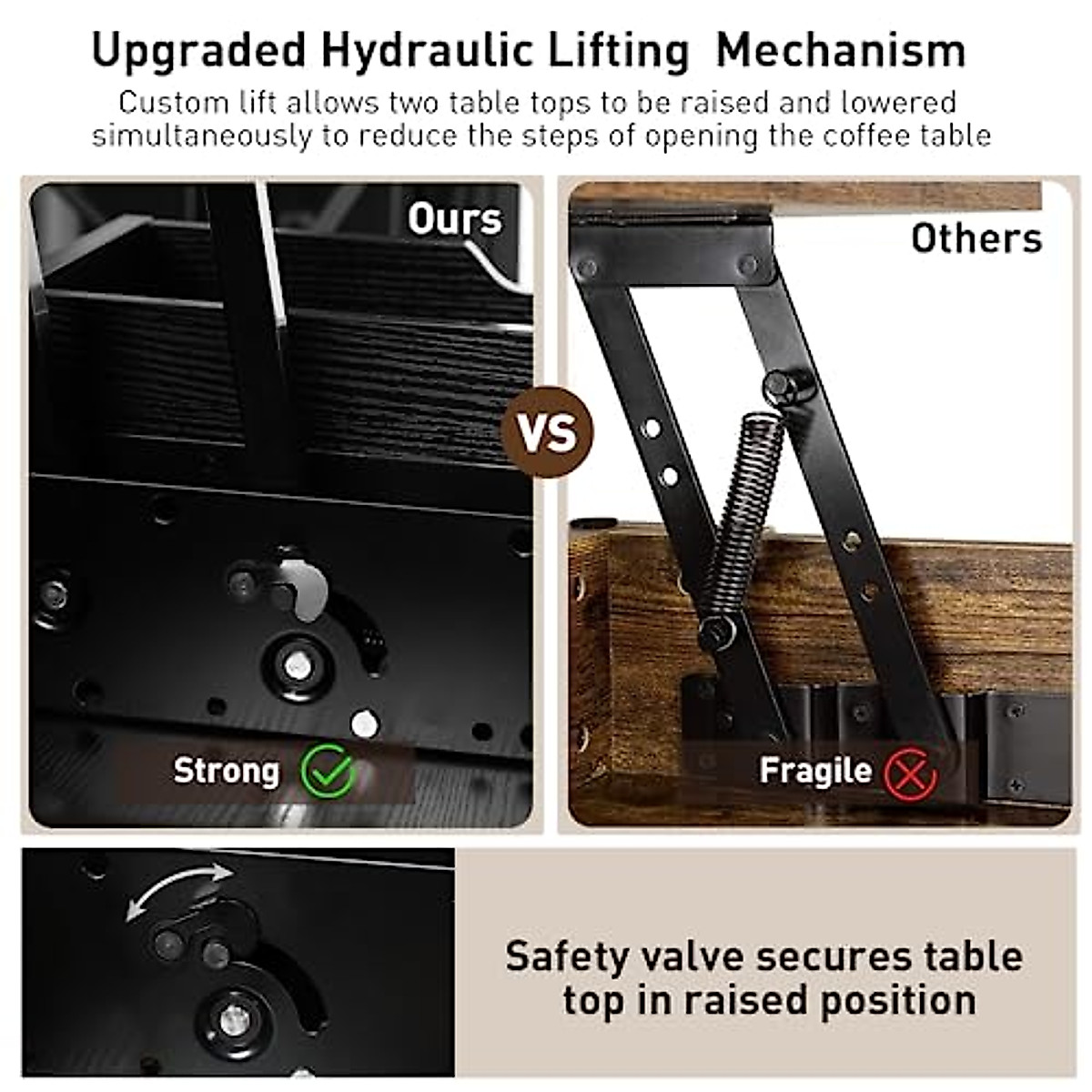 Lift Top Coffee Table, 3 in 1 Multi-Function with Hidden Compartment for Living Room, Modern Lift Coffee Table Converts to Dining Table for Reception, Black