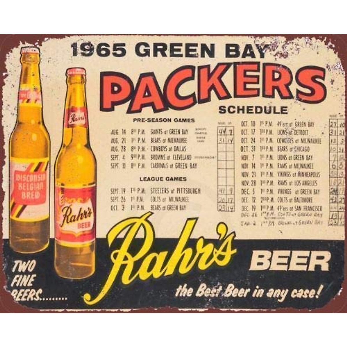 1CAR& Tin Sign Metal Sign Packers Wine Price List Bar Poster Bar Club Garage Man Cave Wall Decoration Gift 12x8 Inch