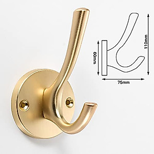 Bilindasly Gold Hooks Bath Towel Hooks Heavy Duty Brass Wall Door Hook Hanger Clothes Hooks for Hanging Coats Hat Hooks Towel Hooks for Bathrooms Bedroom Kitchen Key Hanger Hooks, 1 Pack