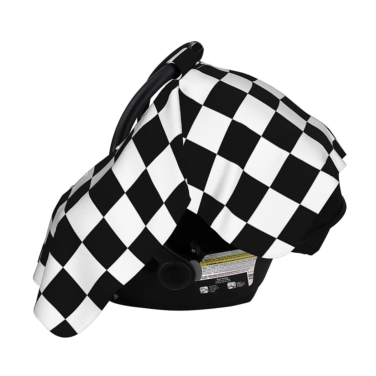 Baby Car Seat Cover Black and White Checkered Winter Carseat Canopies Cover Soft Breathable Infant Carseat Canopy for Infant Boys Girls#