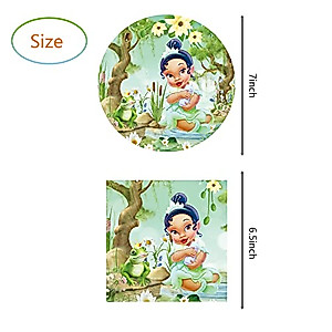Tiana Birthday Party Supplies, Include 20 Plates and 20 Napkins, for Princess Tiana Birthday Baby Shower Party Decorations