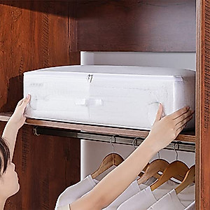 PVC Under-Bed Storage bags with Handle and Zipper Foldable Waterproof Organizer Bag for Clothing,Blankets, Comforters, Toys, Transparent,2or3 Pack