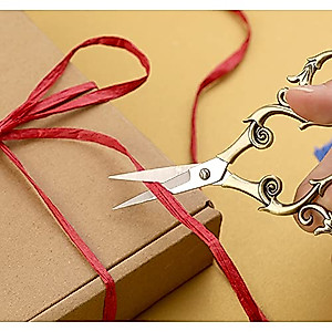 SHWAKK Embroidery Scissors 4.45in Ancient Cyan Gourd flower Scissors with Tassels and Thimble, Embroidery Tools for Sewing, Crafting, Tailoring, Needlework, Handicrafts DIY Tools