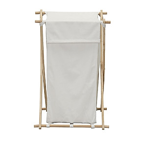 Household Essentials White Househod Essentials Laundry Hamper with Wood X Frame Large