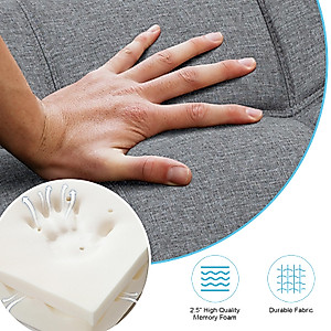 MUUEGM Convertible Futon Sofa Bed, Comfy Loveseat Sleeper Sofa with Adjustable Backrest &Armrest, Strengthen Wood, Small 2 Seater Couch for Living Room, Bedroom（Light Grey,Fabric）