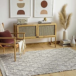 Hauteloom Aliaga Wool Living Room, Bedroom Area Rug - Global - Gray, Beige, Brown - 8' x 10'