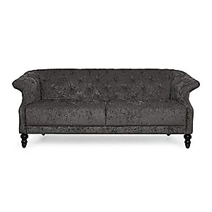 Christopher Knight Home Morganton 3 Seater Sofa, Dark Charcoal + Dark Brown