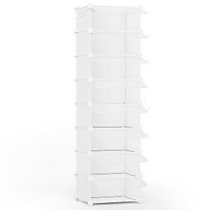 HOMICKER Shoe Rack Organizer,8 Tier Shoe Storage Cabinet with Door Expandable Plastic Shoe Shelves for Closet,Entryway,Hallway,Bedroom
