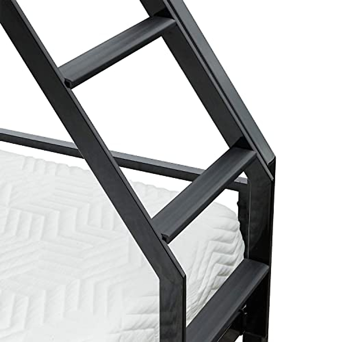 Bonnlo Twin Over Full Bunk Bed, Bunk Beds for Kids/Adults/Teens Bunk Bed with Stairs & Flat Rungs, Heavy Duty Metal Slat, No Box Spring Needed, Black