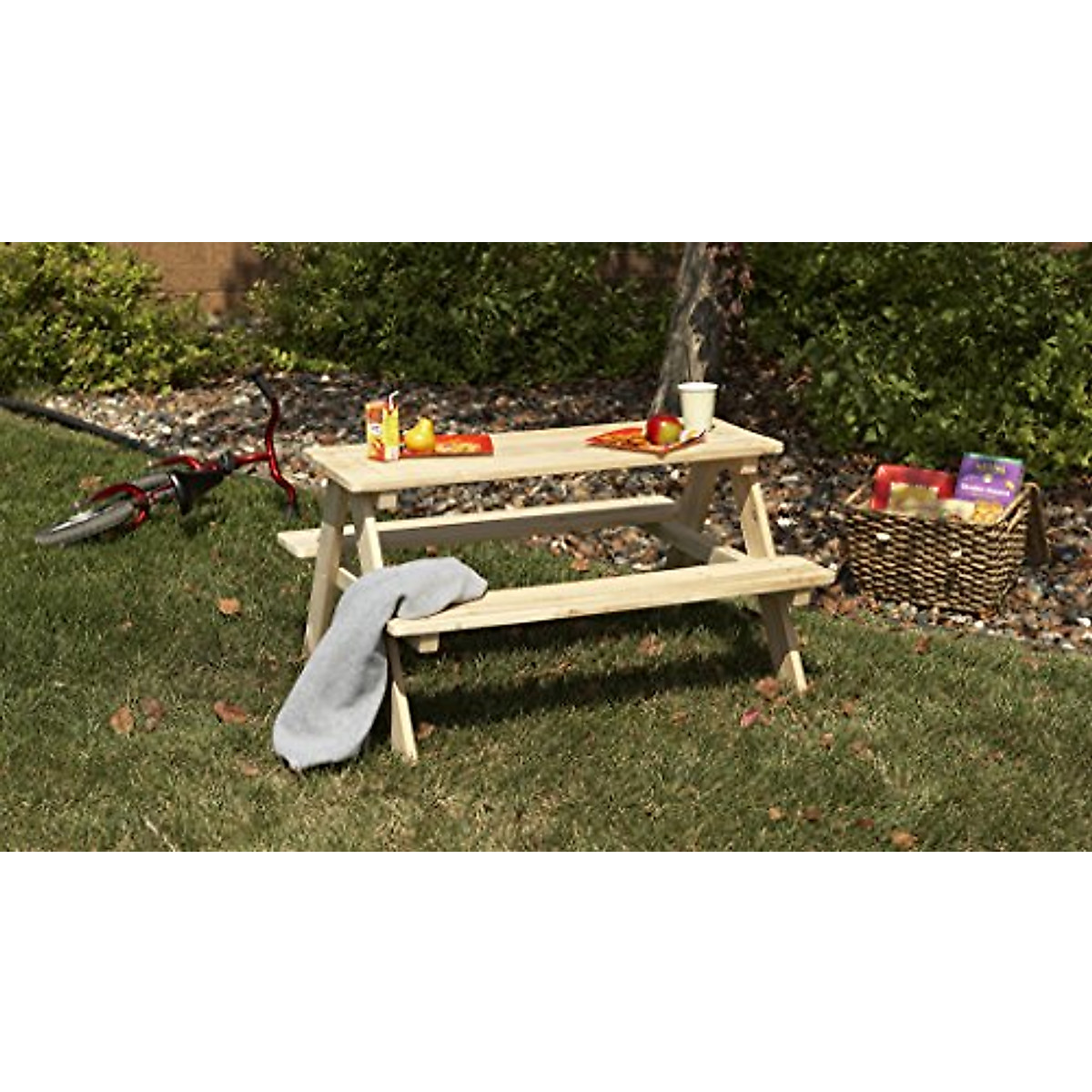 Merry Garden Kids Wooden Picnic Bench Outdoor Patio Dining Table, Natural