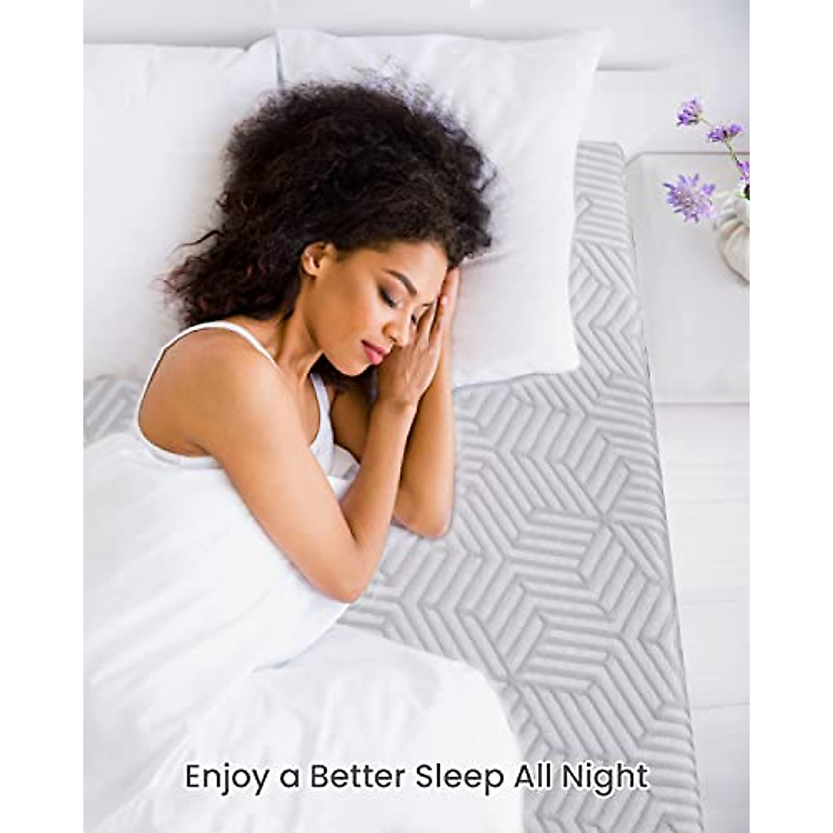 BedStory 2 Inch Memory Foam Mattress Topper Queen, Gel & Bamboo Charcoal Infused Bed Toppers, Foam Mattress Pad with Breathable Removable Cover, High-Density Memory Foam