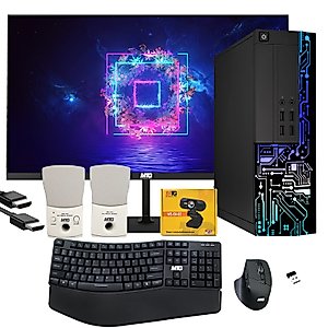 Computer Desktop PC, Intel Core i7, Siwa 8, 16GB RAM, 128GB SSD Boot + 1TB HDD, New MTG 22 Inch Monitor, MTG Wireless Ergonomic Keyboard Mouse, Speaker, Webcam, WiFi, Win 11 Home (Renewed)