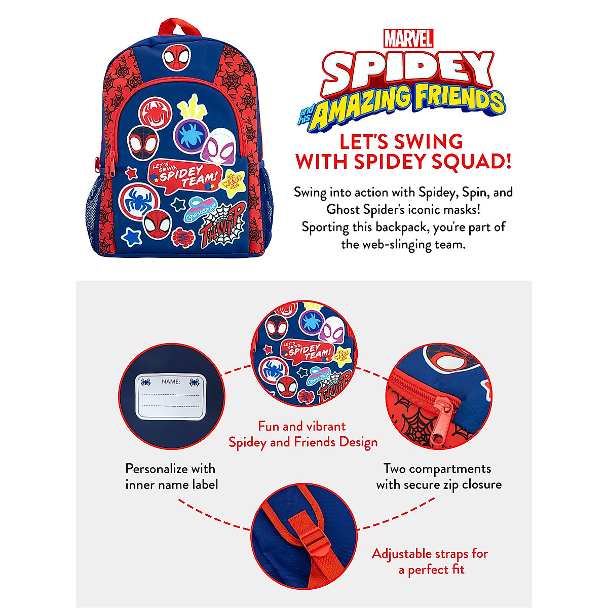 Marvel Spiderman Backpack | Spidey And His Amazing Friends Kids Backpack I School Bag For Boys And Girls I Official Spiderman Merchandise
