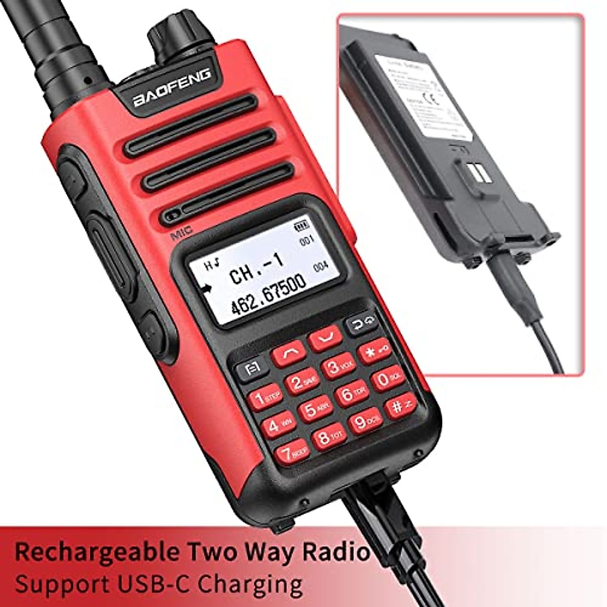 BAOFENG GM-15 Pro GMRS Radio Long Range Walkie Talkies Rechargeable NOAA Weather Alerts & Scan Two Way Radio,GMRS Repeater Capable with Extra Battery Programming Cable Speaker Mic etc Full Kits