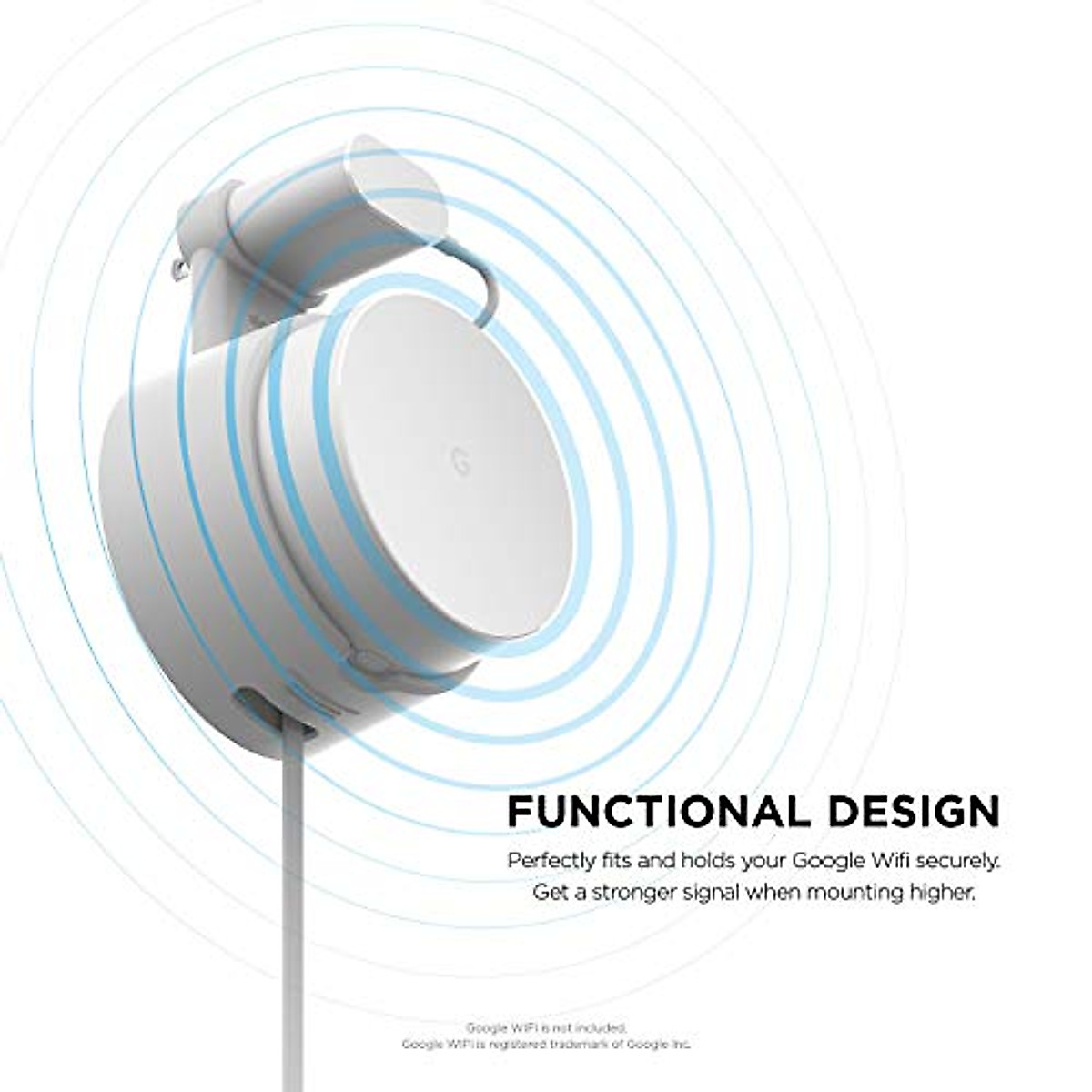 elago Google WiFi Wall Mount - Easy to Install/Move, No Screws Needed, Cable Management, Space Saving (Light Grey)