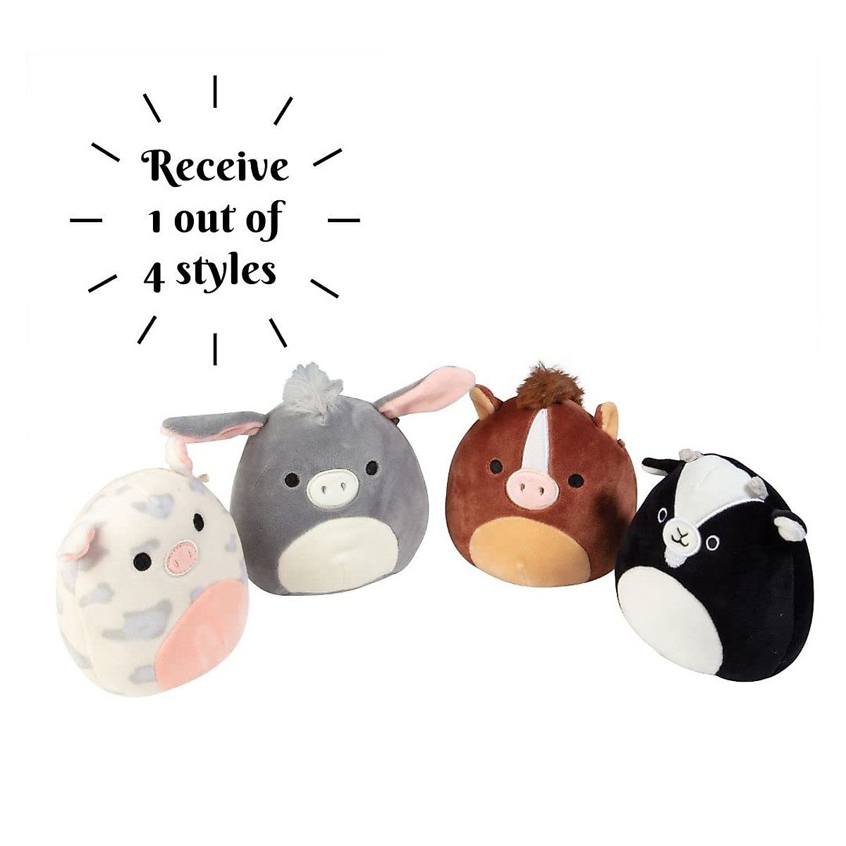Squishmallows Mystery 5-Inch Farm Plush - Receive 1 of 4 Styles - Official Jazwares - Horse, Pig, Donkey or Goat - Collectible Soft & Squishy Mini Stuffed Animal Toy - Gift for Kids, Girls & Boys
